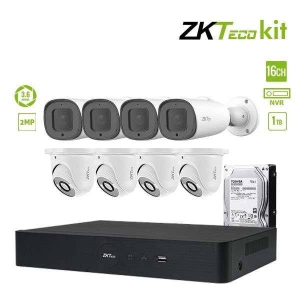 ZKTeco - Kit 8 Câmeras / 4 Dome e 4 Bullet